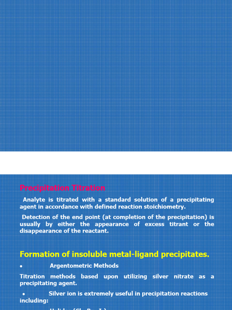 Precipitation - Titration UNIT III | PDF | Titration | Chemistry