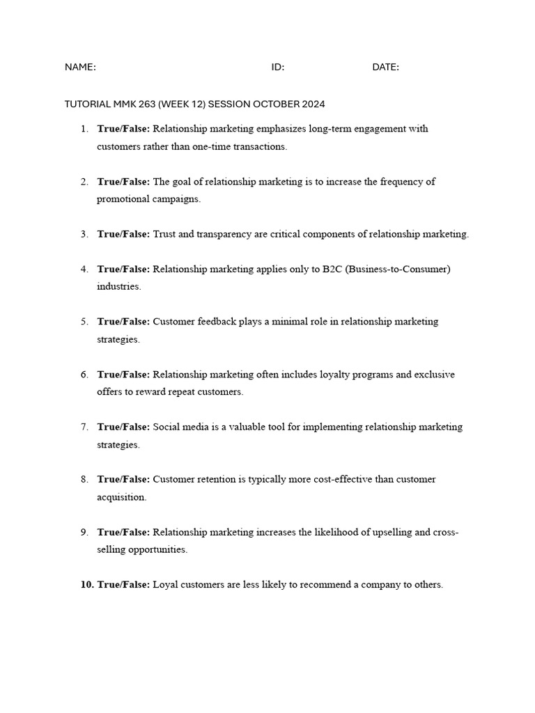 Tutorial MMK 263 Week 12 | PDF
