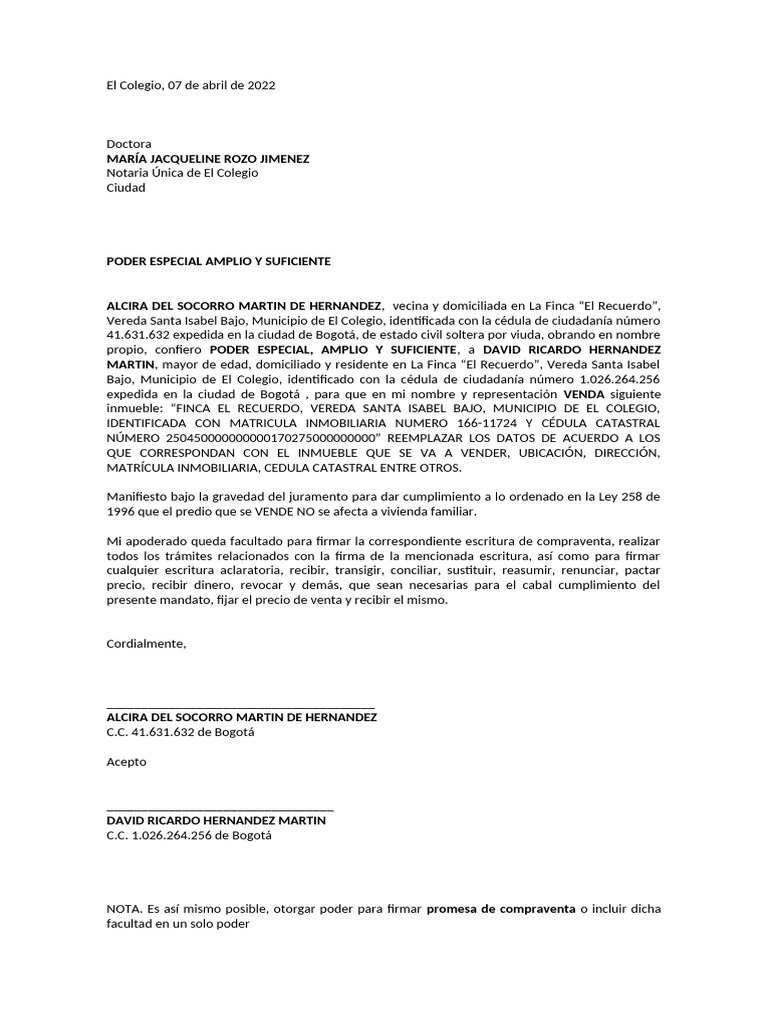 Poder Especial Amplio y Suficiente | PDF