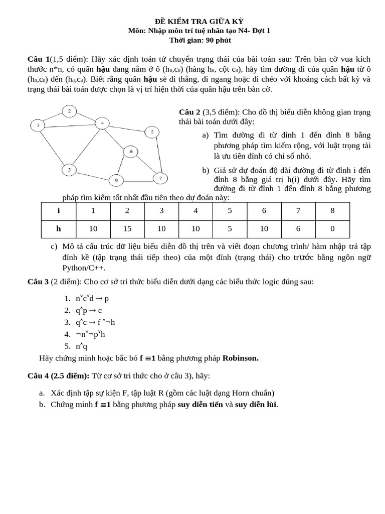 KT Giua Ky-TTNT - Nhom 4 - Dot 1 | PDF