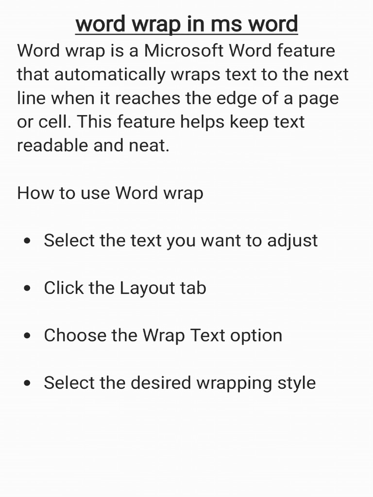 word wrap in ms word | PDF