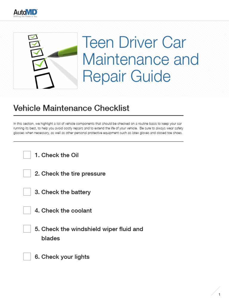 Teen Driver Car Maintencance Guide | PDF | Headlamp | Brake