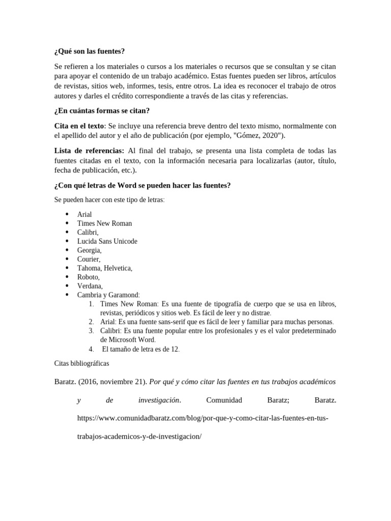 Guía sobre fuentes y citas académicas | PDF
