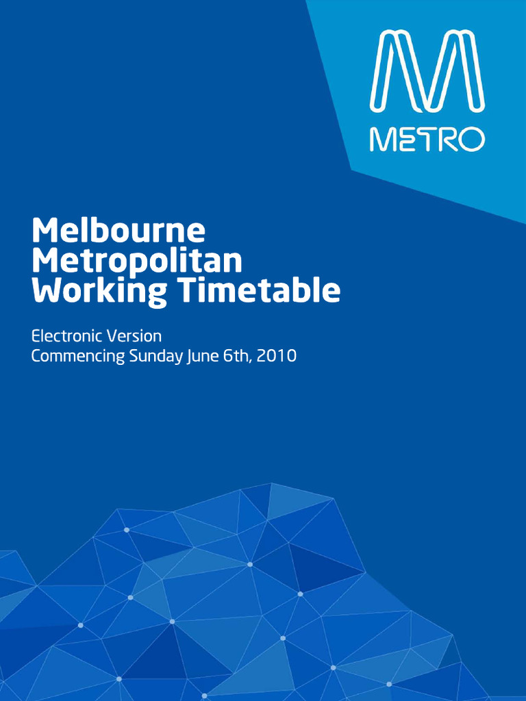Melbourne Metropolitan SWTT 06062010 | PDF | Transport | Rail Transport