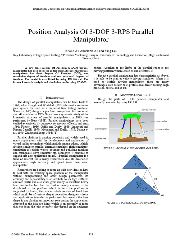 3-DOF 3-RPS Parallel Mnipulator | PDF | Simulation | Motion (Physics)