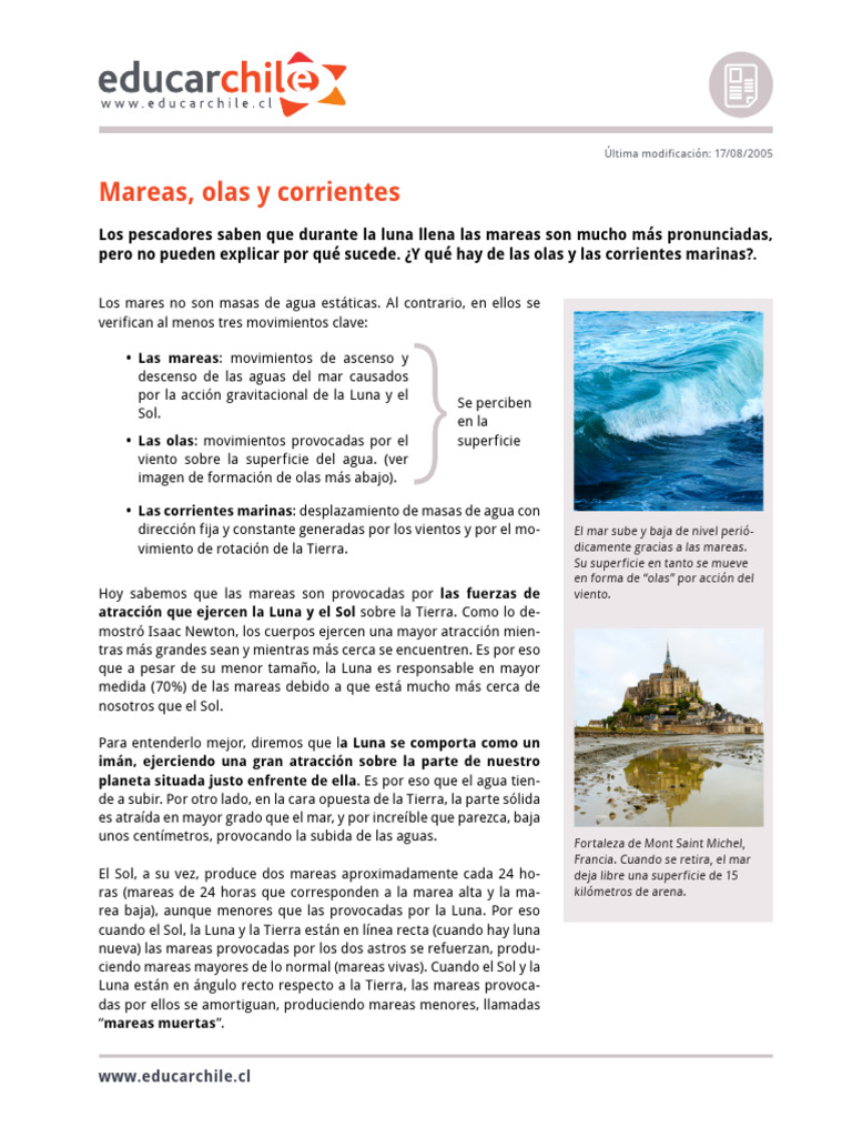 Mareas Olas Corrientes | PDF | Marea | Mar