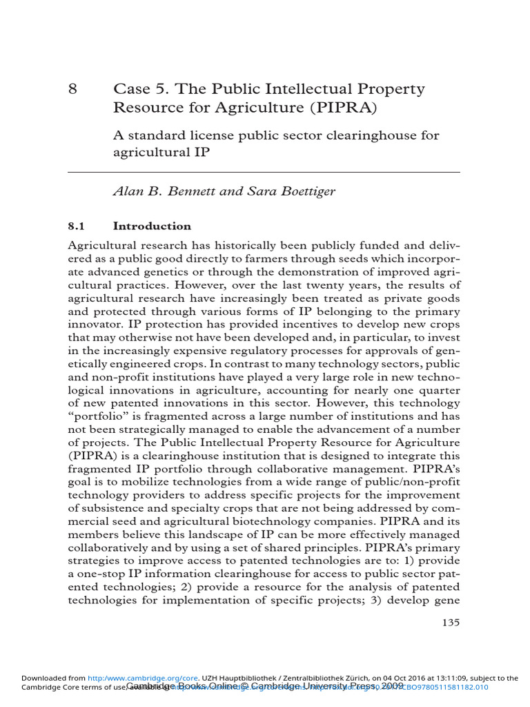 Case 5 The Public Intellectual Property Resource For Agriculture PIPRA ...