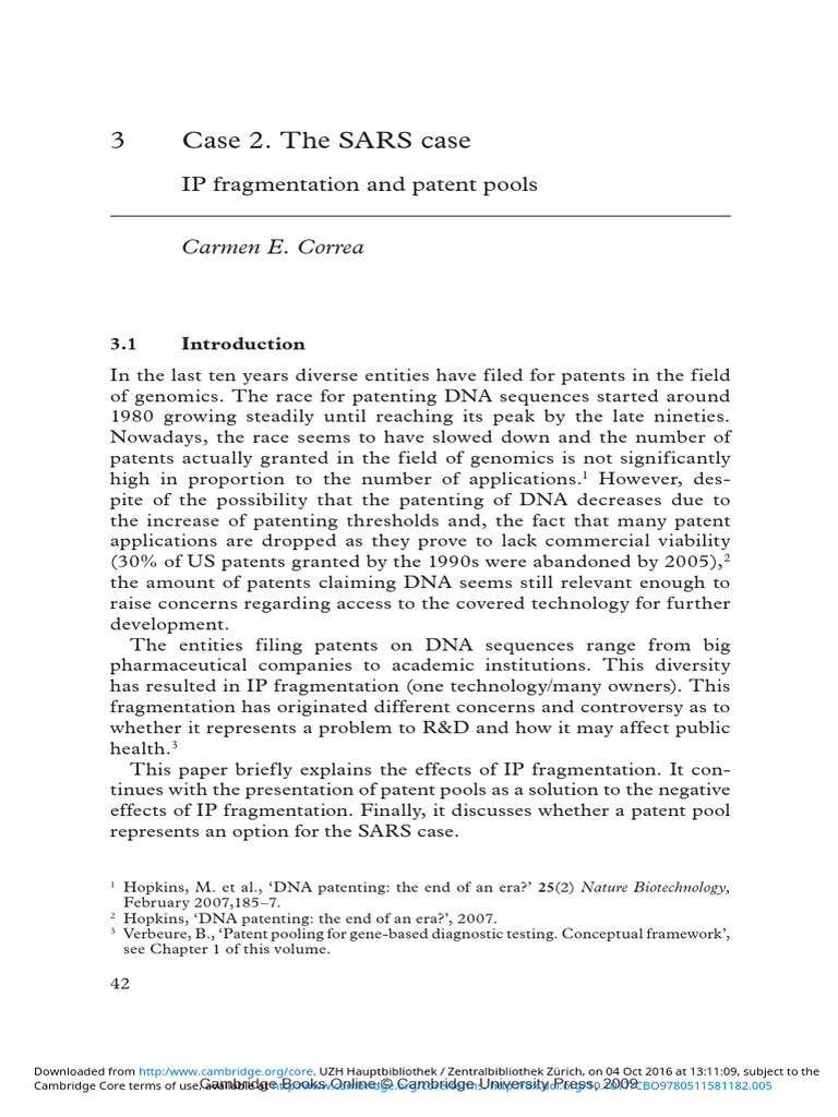 Case 2 the SARS Case IP Fragmentation and Patent Pools | PDF | Patent ... Case 2 the SARS Case IP Fragmentation and Patent Pools | PDF | Patent ...