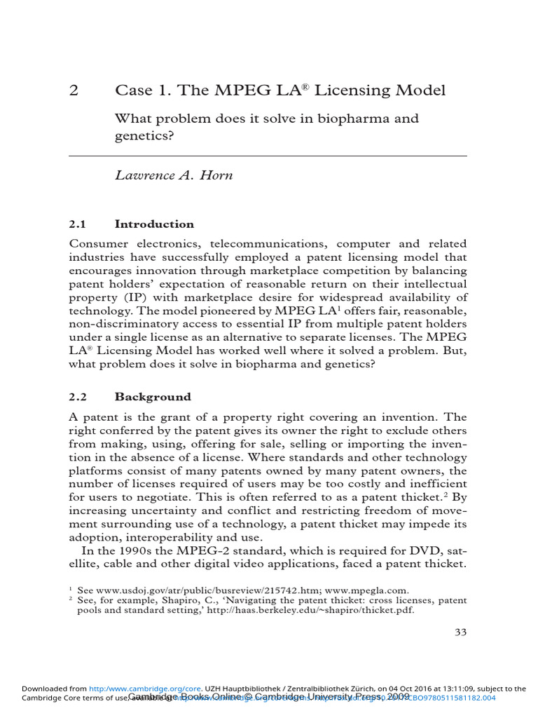 Case 1 The MPEG LA Licensing Model What Problem Does It Solve in ...