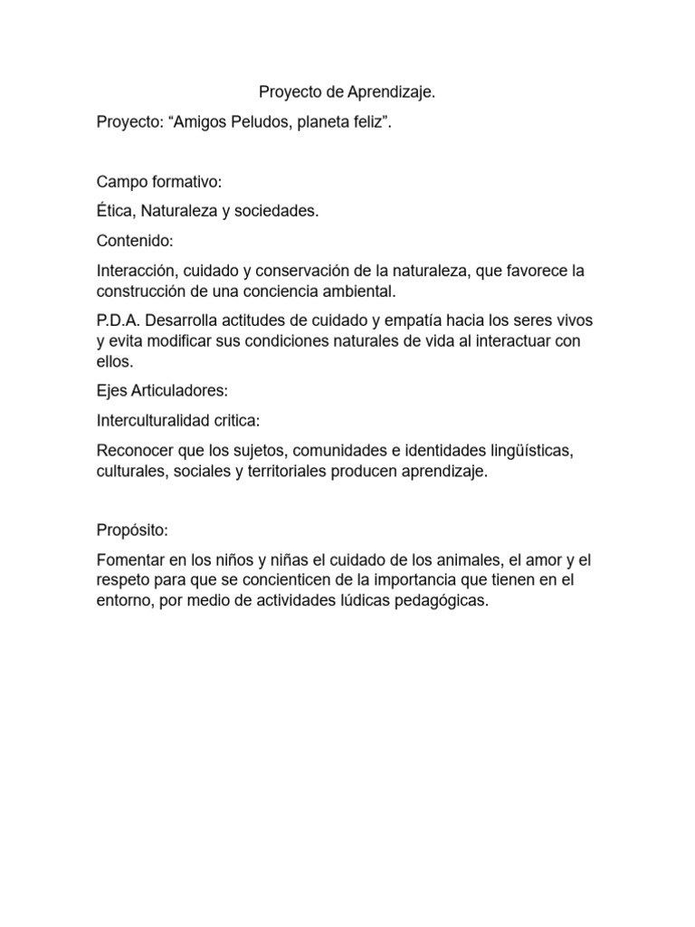 Proyecto de Aprendizaje | PDF
