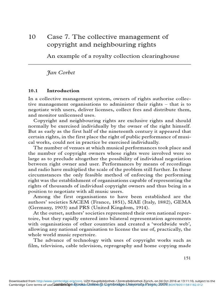 Case 7 The Collective Management of Copyright and Neighbouring Rights ...