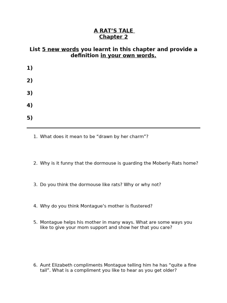 A Rat's Tale: Chapter 2 Insights | PDF
