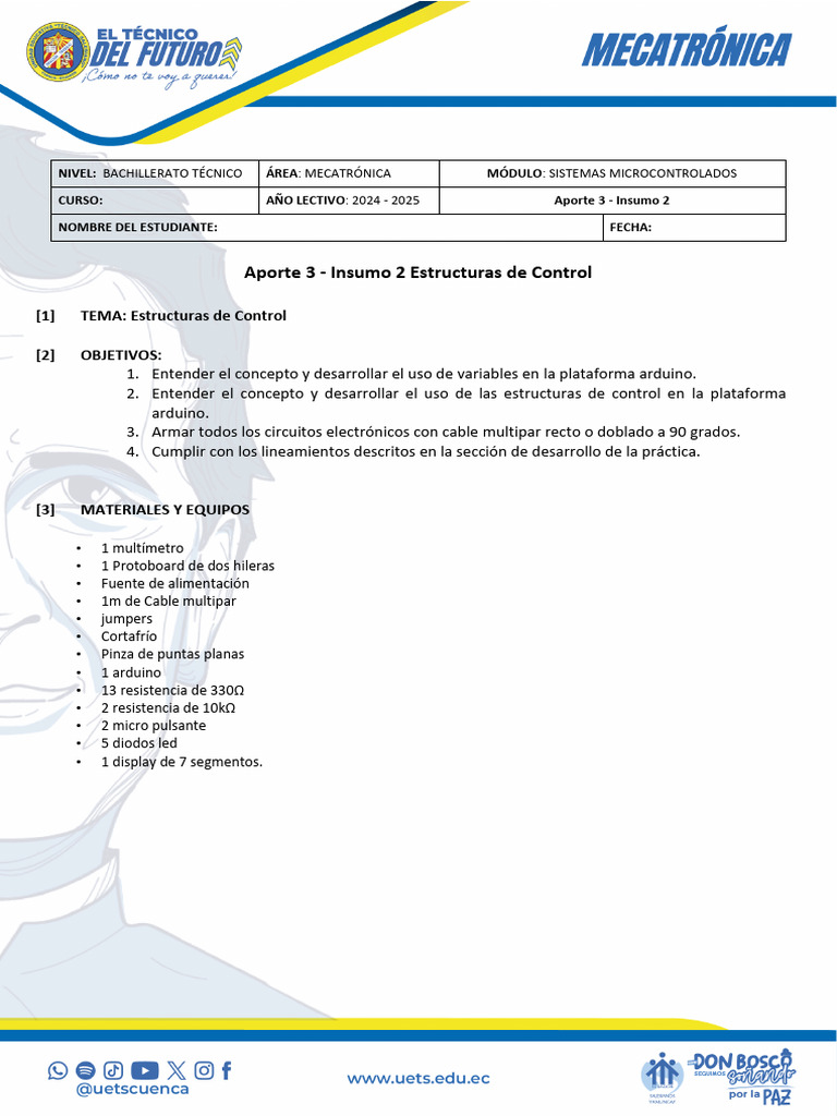Aporte 3 - Insumo 2 Estructuras de Control | PDF | Arduino | Red eléctrica