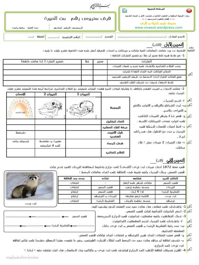 Exa 7 Nutrition Et Relations Trophiques Et Classification Vivesvt | PDF