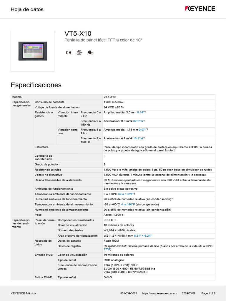 VT5-X10 Datasheet | PDF | Electrónica | Ingenieria Eléctrica