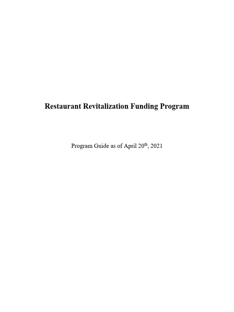 Restaurant Revitalization Fund Guide | PDF | Franchising | Employment