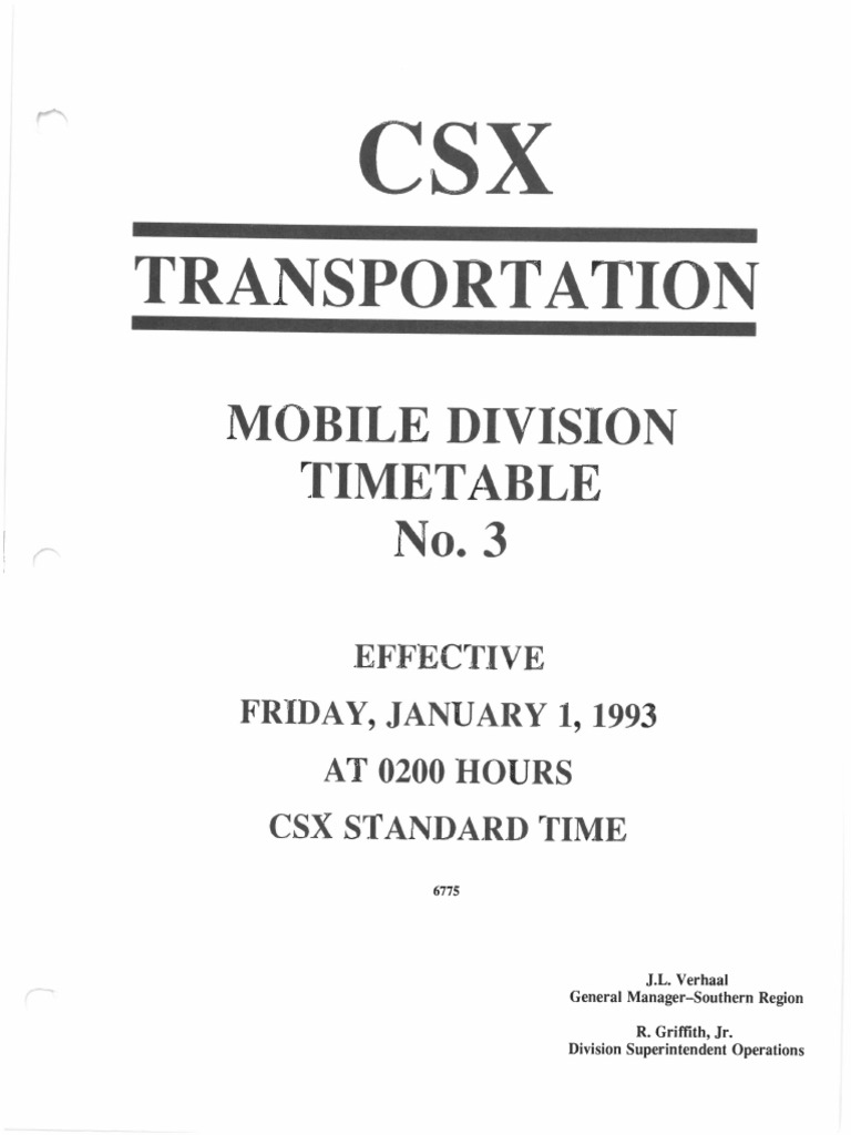 CSX Mobile Div ETT 1993 | PDF