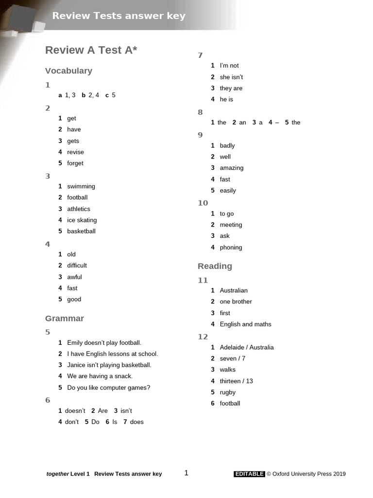 togetherLevel_1_Review_tests_answer_key | PDF | Mount Everest