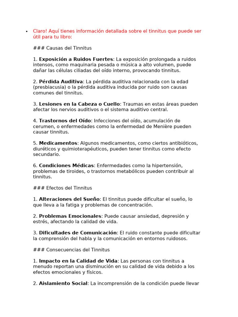 Causas y Tratamientos del Tinnitus | PDF | Tinnitus | Ansiedad