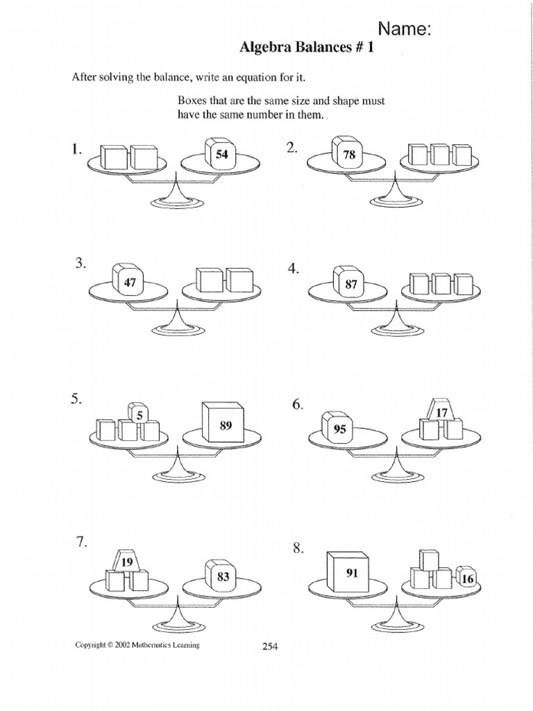 Algebra Balances | PDF