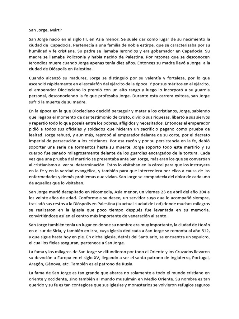 San Jorge Su Vida | PDF