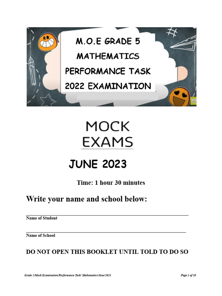 2022 Grade 5 PEP - Mathematics Performance Task | PDF