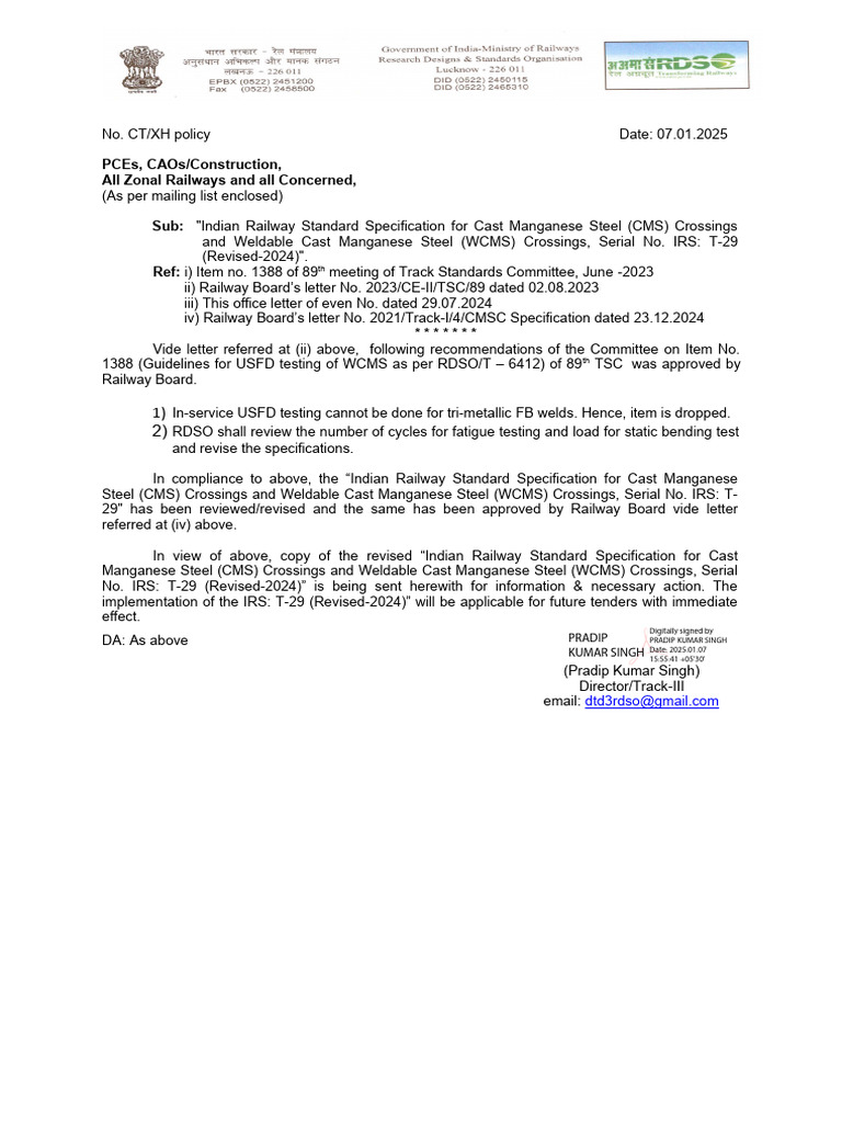 Indian Railway Standard Specification For Cast Manganese Steel (CMS ...