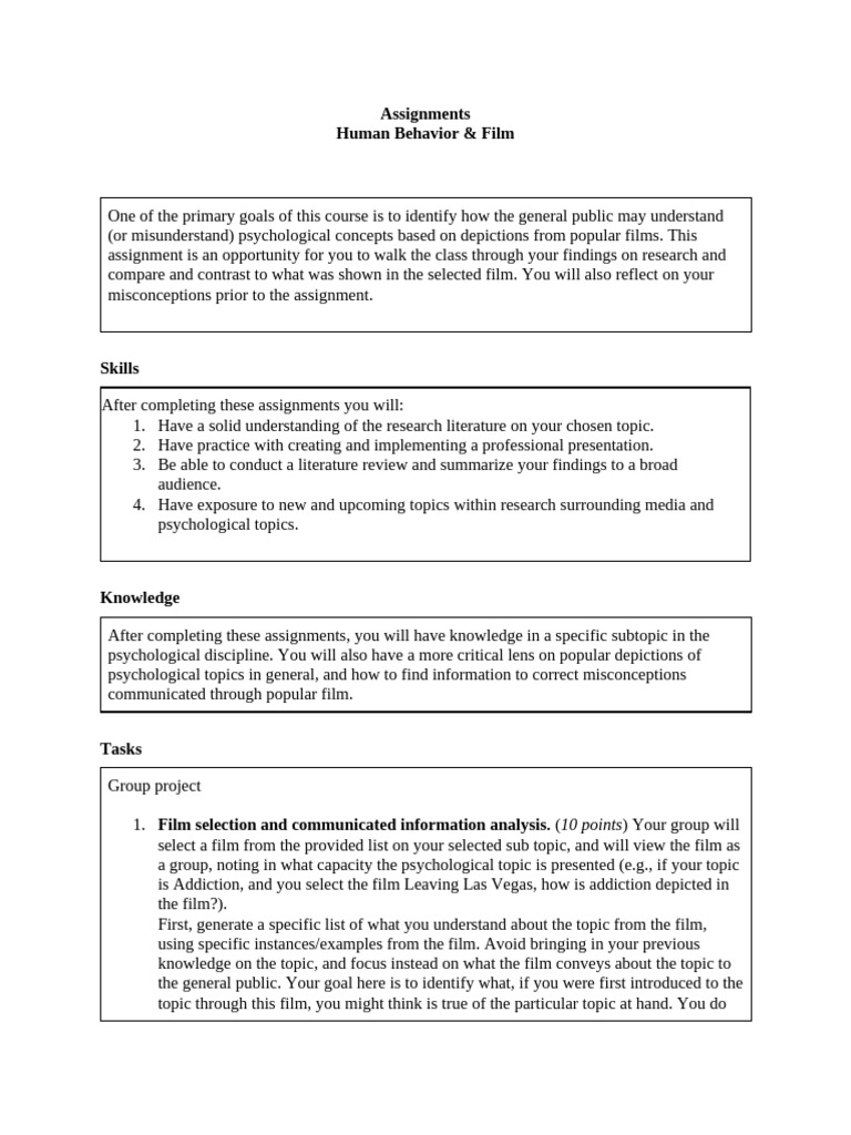 Analyzing Psychology in Film Assignments | PDF | Citation | Bibliography