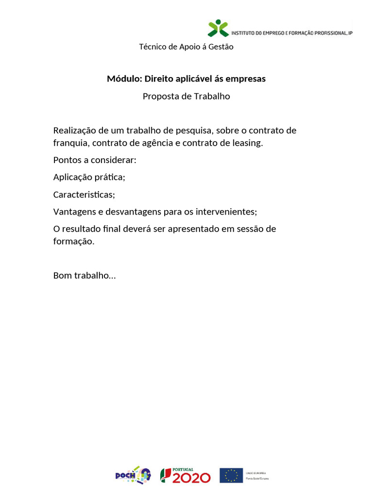 Proposta de Trabalho | PDF