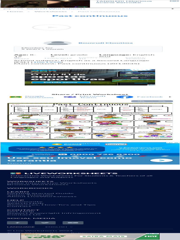Past Continuous Activity Live Worksheets | PDF