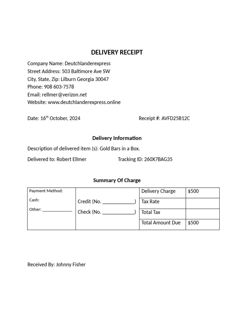 Delivery Receipt | PDF