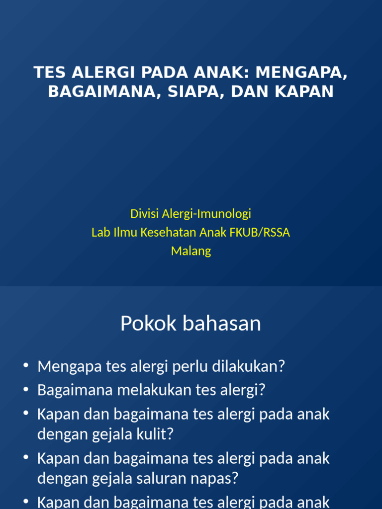 Tes Alergi Pada Anak | PDF