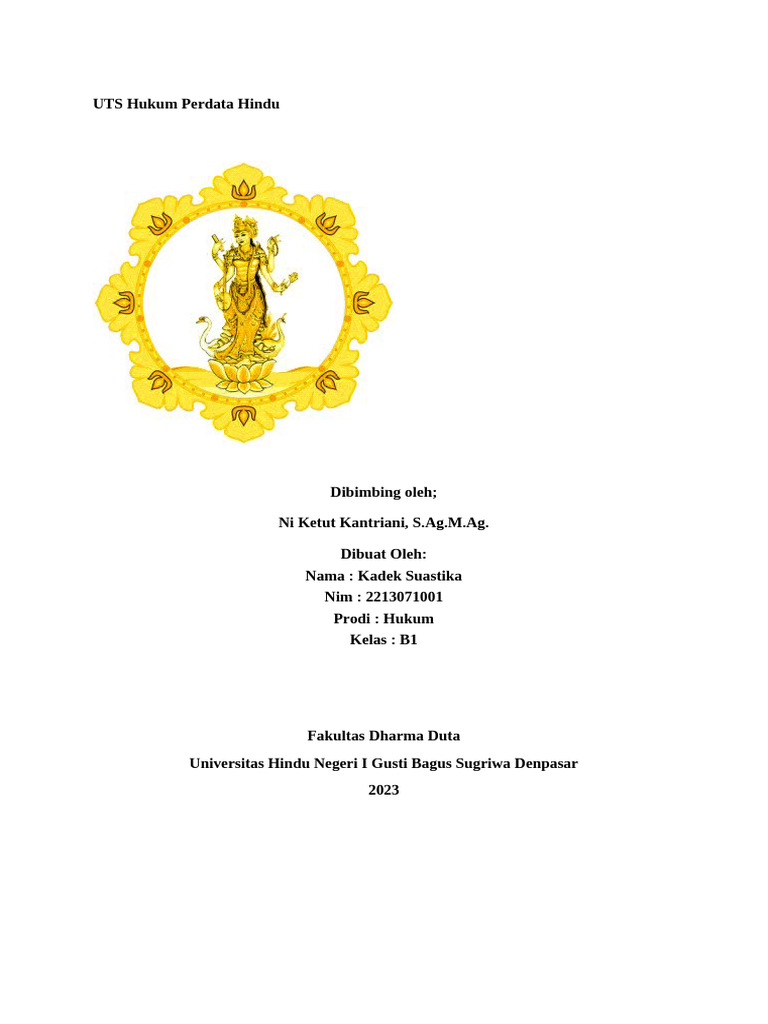 UTS Hukum Perdata Hindu | PDF