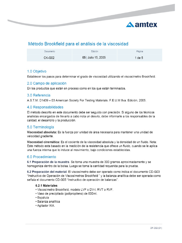Método Brookfield para El Análisis de La Viscosidad2 | PDF