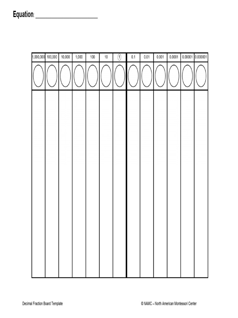 I. Decimal Fraction Board BW | PDF