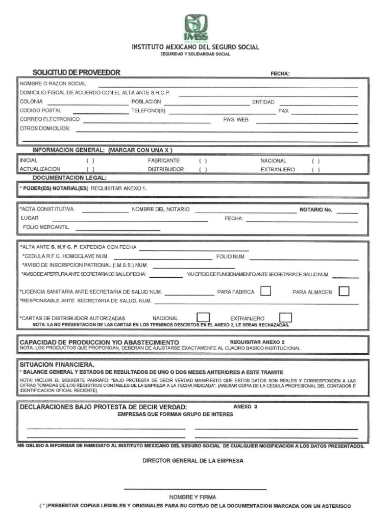 Solicitud de Proveedor Sai | PDF