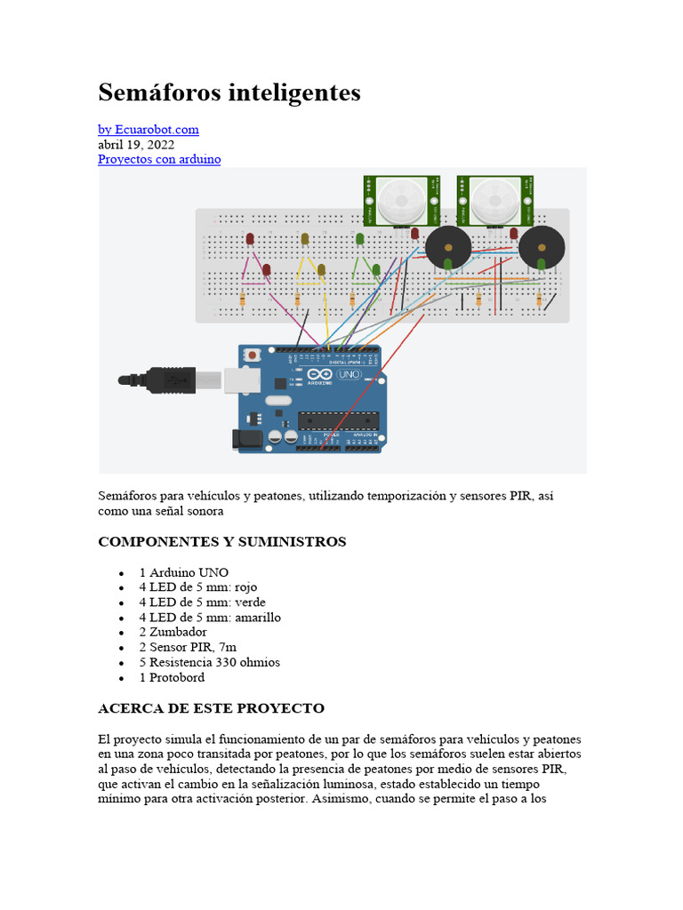 Semáforos Arduino con Sensores PIR | PDF | Semáforo | Diodo emisor de luz