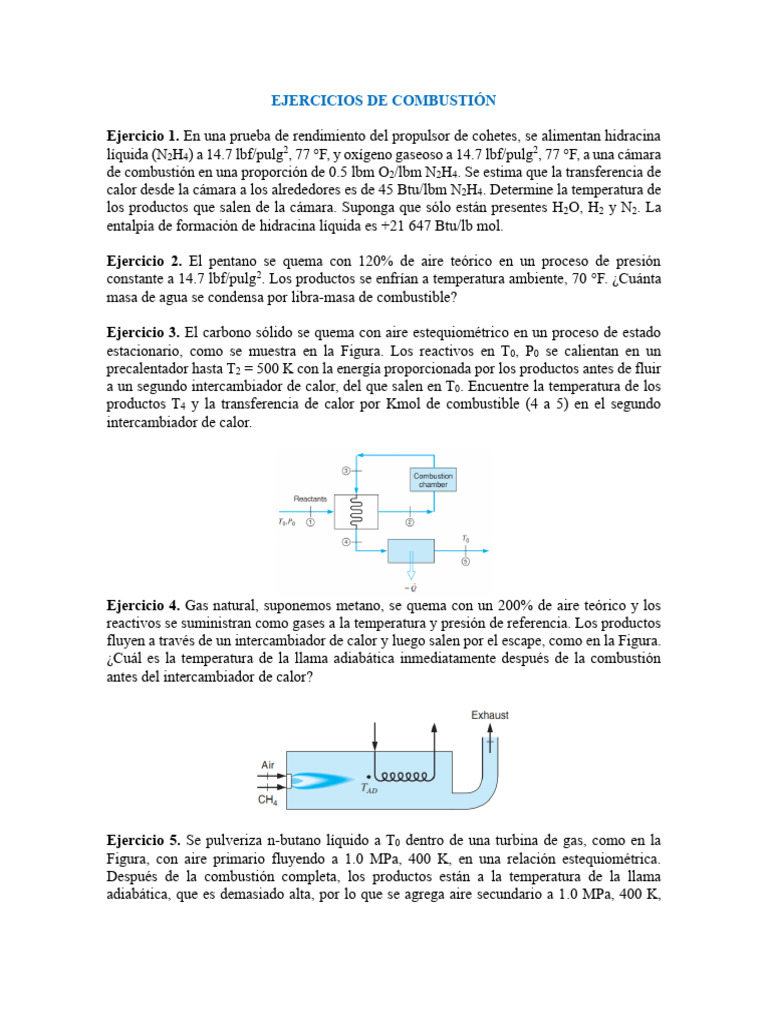 Ejercicios de Combustión | PDF | Combustión | Combustibles