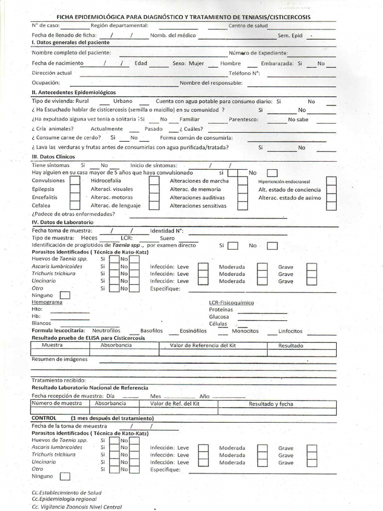 Ficha de Cisticercosis | PDF