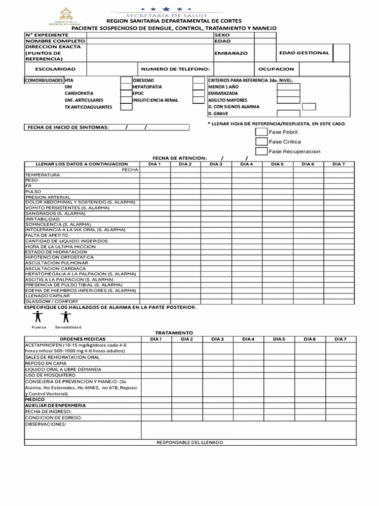 Ficha de Manejo de Seguimiento Por Dengue OPS | PDF | Medicina CLINICA | Especialidades Medicas