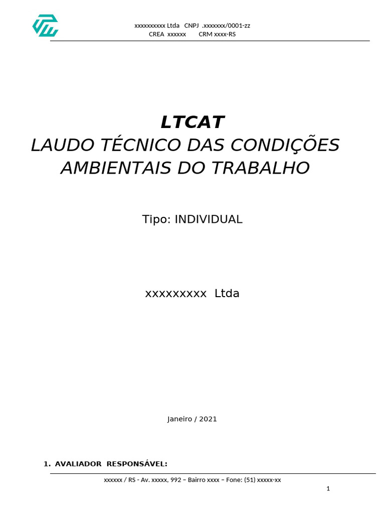 Laudo Técnico LTCAT 2021 | PDF | Lei Trabalhista