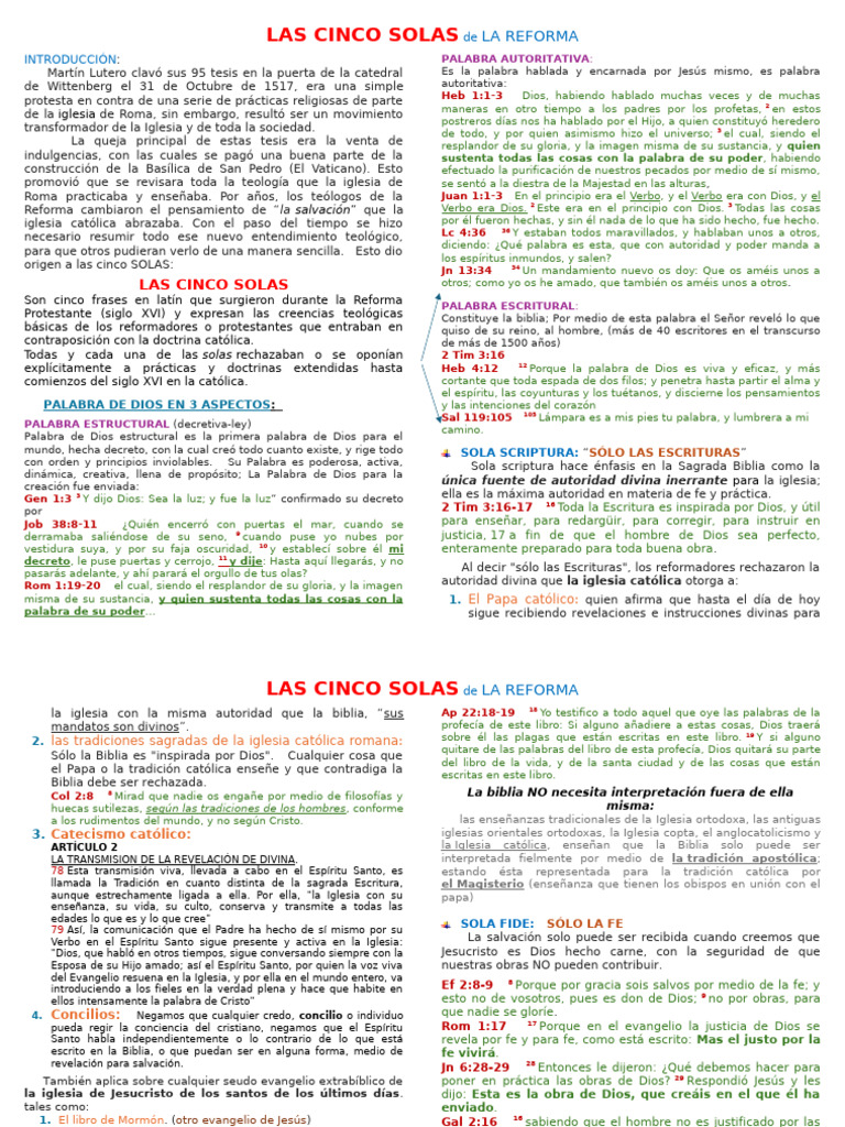 Las 5 Solas de la Reforma Protestante | PDF | Sola Fide | Cristo (título)