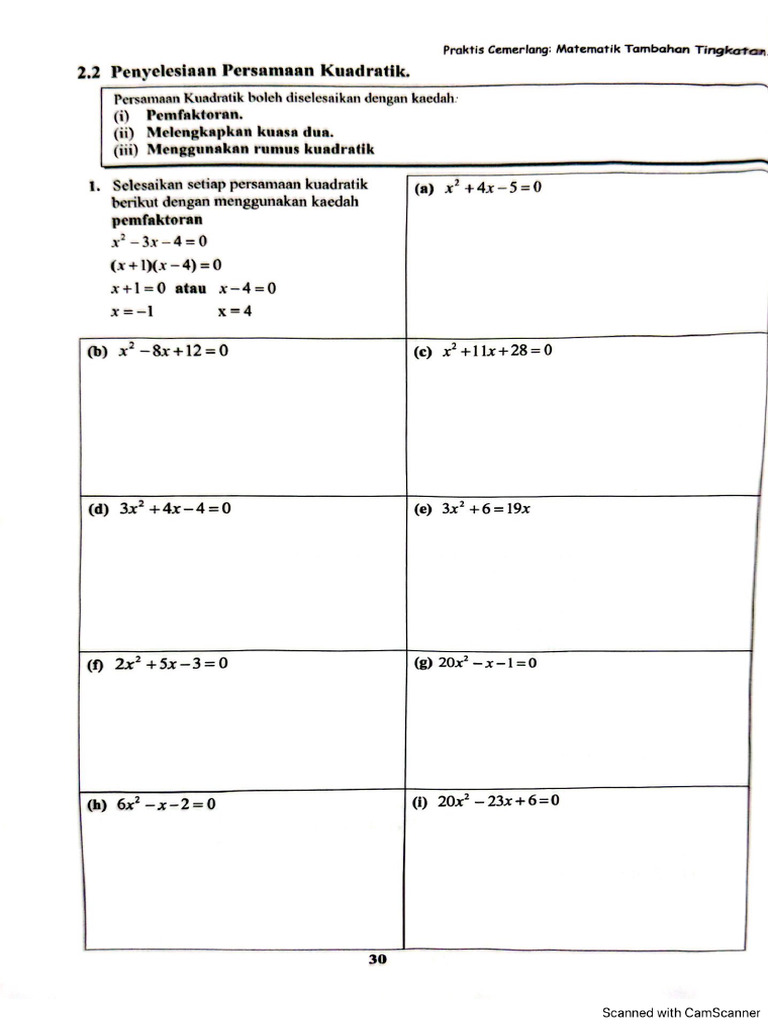 Persamaan Kuadratik 2.1 | PDF