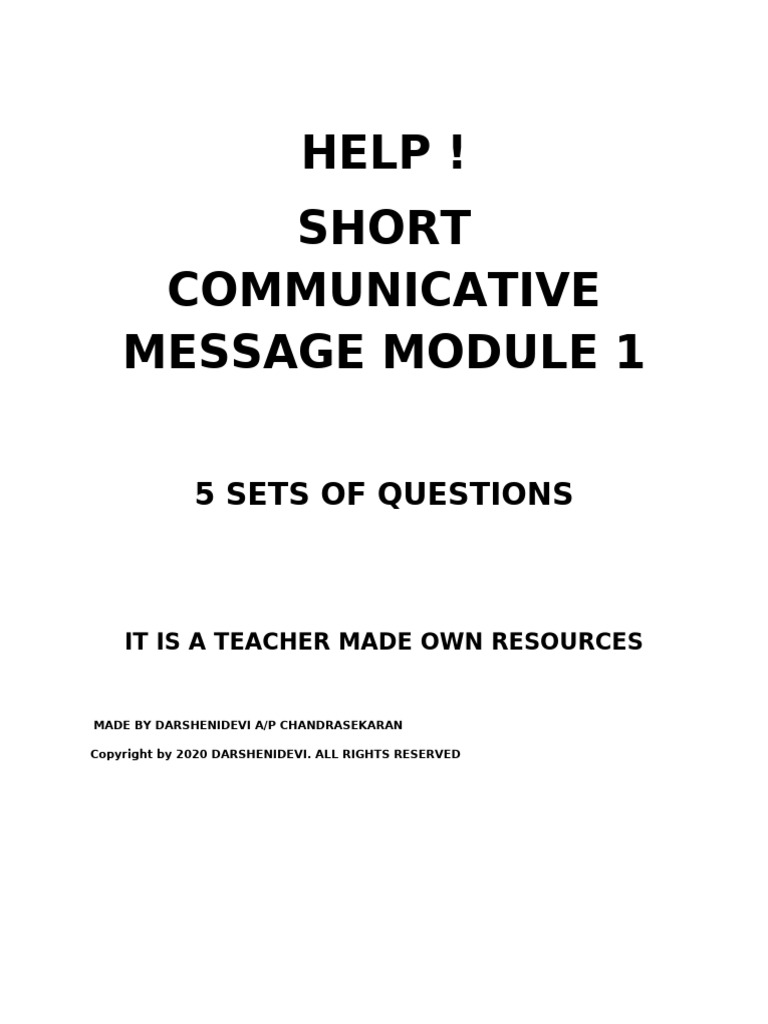 HELP! SHORT COMMUNICATIVE MESSAGE MODULE | PDF