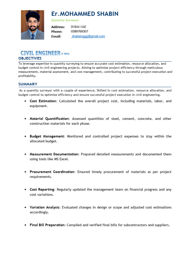 CV MSP QS | PDF | Surveying