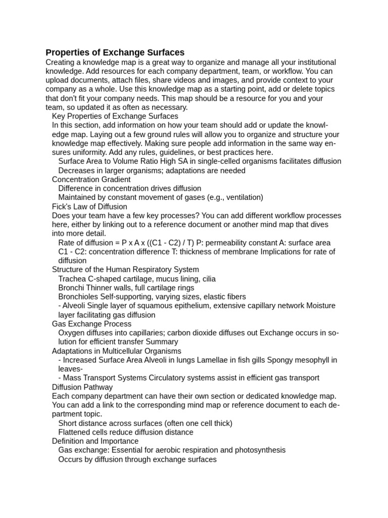 Properties of Exchange Surfaces | PDF | Diffusion | Respiratory System