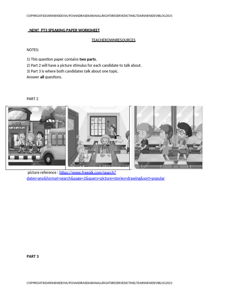 New PT3 Speaking Paper Worksheet | PDF