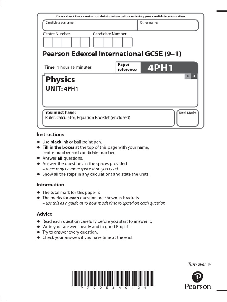 Edexcel Physics Exam Instructions | PDF | Force | Heat