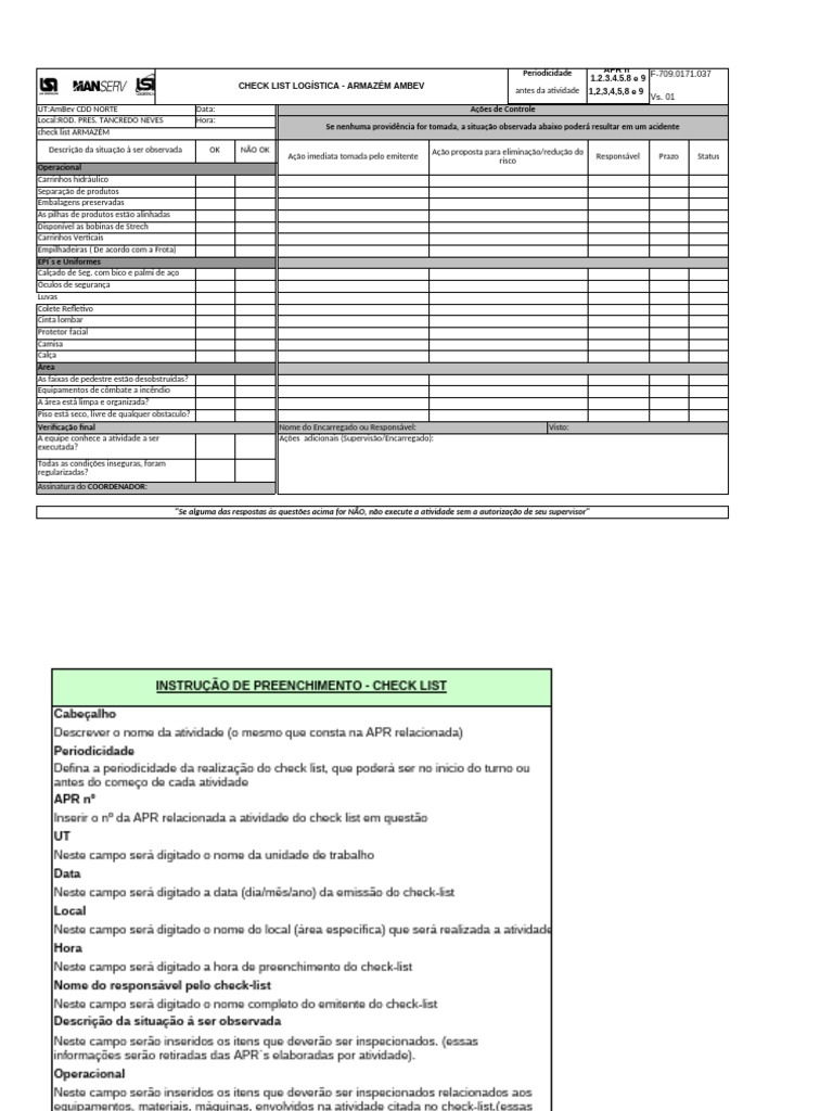 Check List Logistica Armazem | PDF
