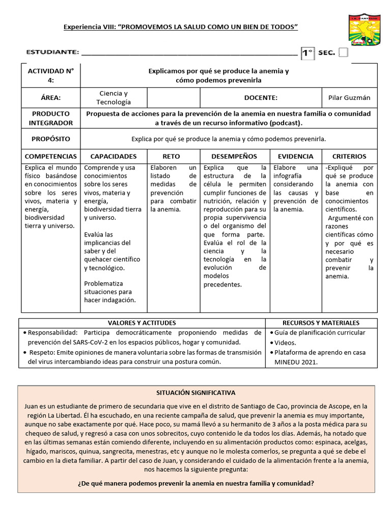 Experiencia de aprendizaje N 8 Actividad N 4 C y T 2021 | PDF | Biodiversidad